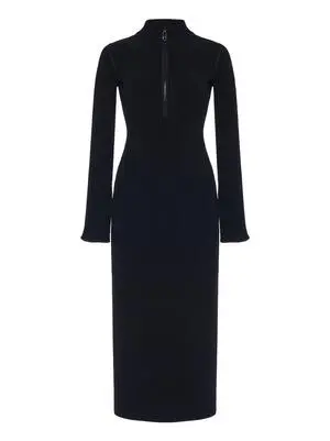 Moncler Knit Crepe Midi Dress - Black