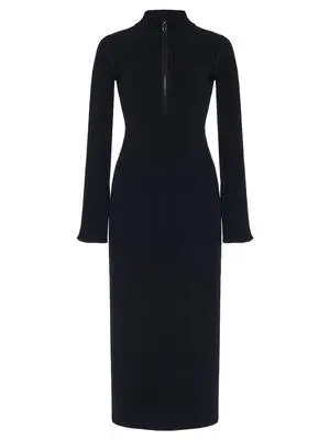 Moncler Knit Crepe Midi Dress - Black