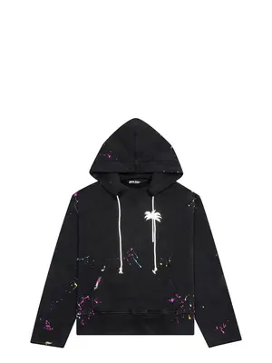 Palm Angels Painted Raw Cut Hoodie - Black