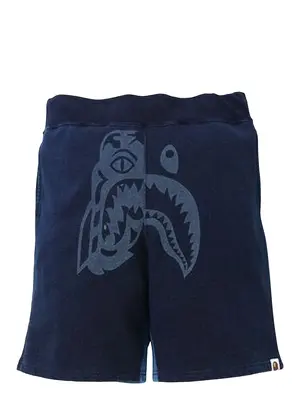 A BATHING APE Tiger Shark Sweat Shorts - Blue