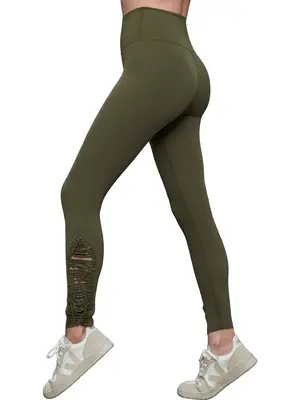 Carbon38 Crochet Legging In Melt - Olive