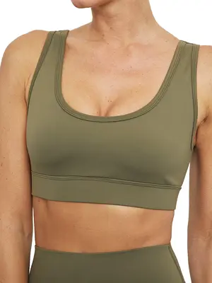 Carbon38 Cut Out Scoop Bra In Diamond Compression Olive