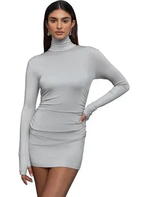 Norma Kamali Long Sleeve Turtleneck Dress - Dove