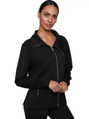 Carbon38 Knit Jacket With Asymmetrical Zip - Black