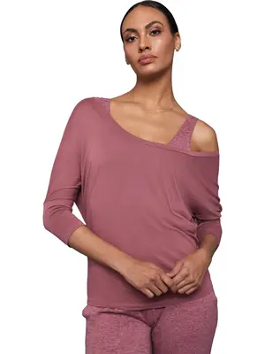 Carbon38 Long Sleeve Off Shoulder Tee Hawthorn Rose