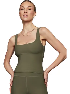 Carbon38 Wide Scoop Bra Tank Olive