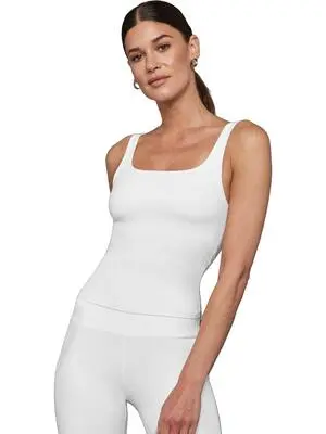 Carbon38 Wide Scoop Bra Tank - White