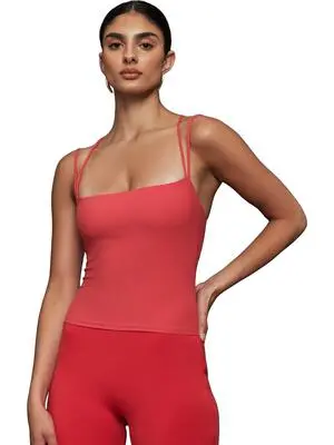 Carbon38 Strappy Tank Top With Integrated Shelf Bra Tomato