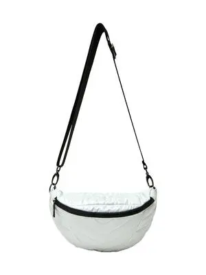 THINK ROYLN Quilted Crossbody Bag - White Patent/black/black Hardware