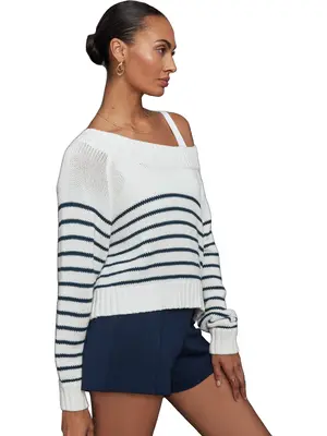 Carbon38 Carbon38 Slouchy Knit Sweater Off White/navy Stripe