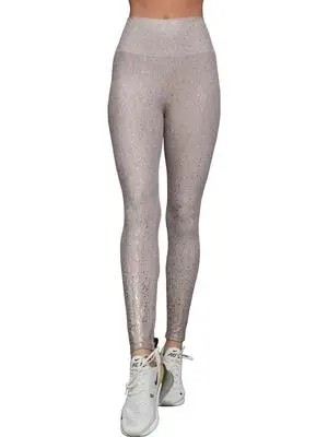 Carbon38 Foil Legging In Melt - Oatmeal Heather With Rose Gold Foil
