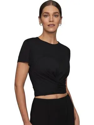 Carbon38 Carbon38 Cap Sleeve Wrap Top Black