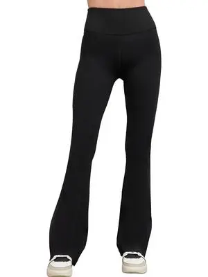 Carbon38 Ribbed Flare Pant Black