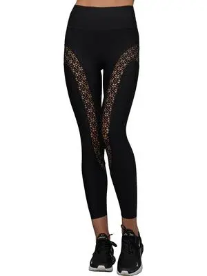 Carbon38 Laser Cut Legging In Diamond Compression - Black