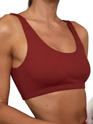 Carbon38 Ribbed Bra Merlot