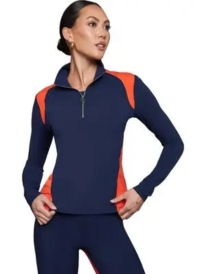 Carbon38 Carbon38 Colorblock Half Zip Top Navy/orange