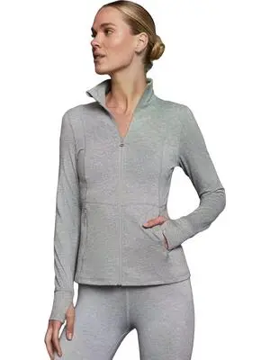 Carbon38 Zip Long Sleeve Run Top - Silver Heather