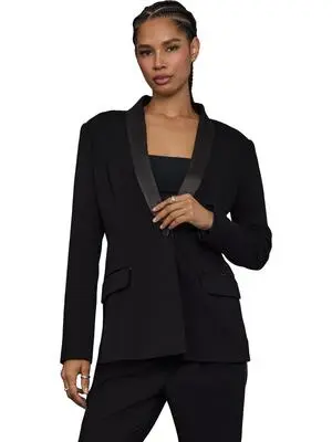 Carbon38 Tuxedo Blazer In Scuba Black