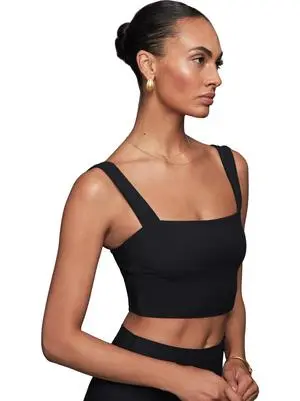 Carbon38 Square Neck Bra Top In Melt - Black