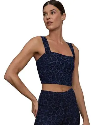 Carbon38 Square Neck Bra Top In Melt - Navy Leopard