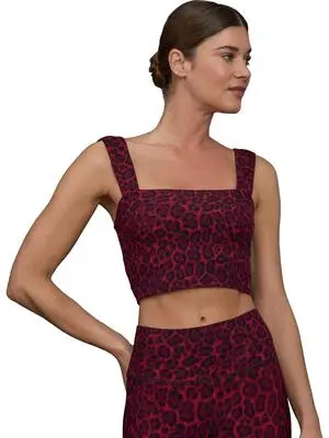 Carbon38 Square Neck Bra Top In Melt - Red Leopard