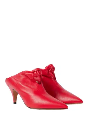 Khaite Rowan Leather Mules - Red