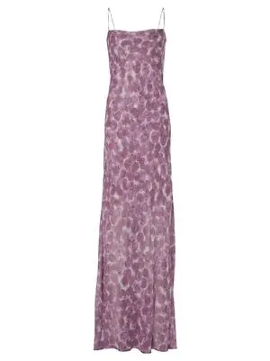 Dries Van Noten Printed Silk Chiffon Slip Dress - Purple