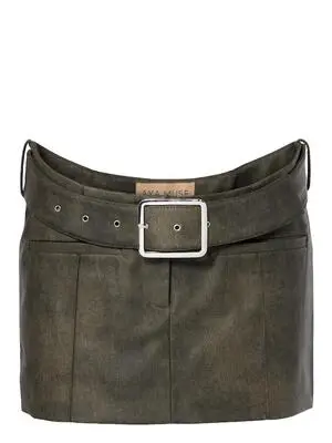 AYA MUSE Kaya Faux Leather Miniskirt - Grey