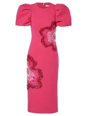 Rebecca Vallance Layana Puff-sleeve Embellished Midi Dress - Pink