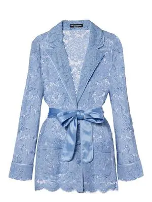 Dolce & Gabbana Belted Lace Jacket - Blue