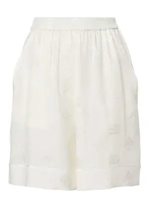 Dolce & Gabbana Dg Silk Satin Jacquard Shorts - White