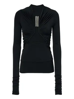 Rick Owens Cutout Cupro Jersey Top - Black