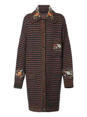 Etro Embroidered Coat - Brown