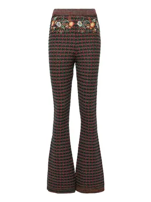 Etro Embroidered Flared Pants - Brown