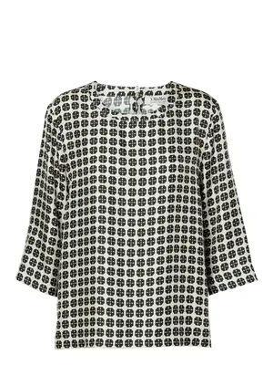 Max Mara Ribes Checked Silk Top - White