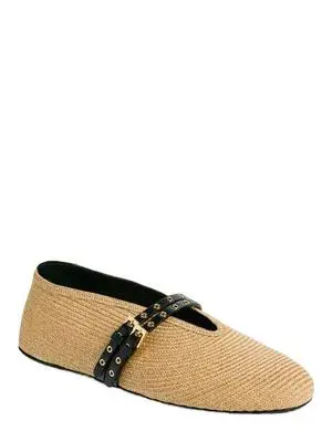 Alaïa Raffia Ballerina Flats - Naturel/noir
