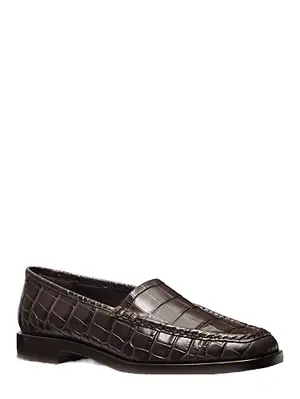 Michael Kors Carolyn Crocodile Embossed Leather Loafer - Brown