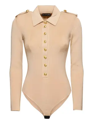 TOM FORD TOM FORD Ribbed Stretch Viscose Bodysuit Beige