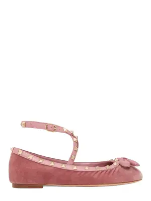 Valentino Garavani Rockstud Velvet Ballet Flats - Pink