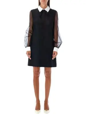 Valentino Garavani Sheer Sleeves Dress - Black