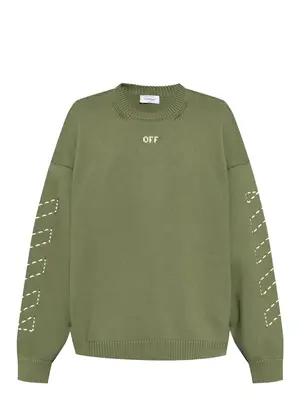 Off-White Embroidered-logo Knitted Jumper - Green
