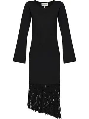 Munthe Fringe-detail Midi Dress - Black