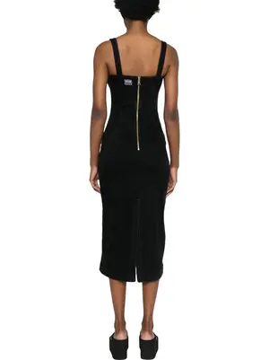 Versace Buckled-belt Denim Midi Dress - Black