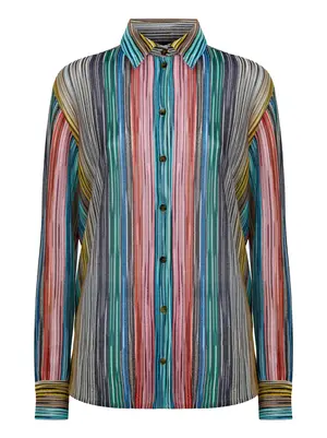 MISSONI Striped Ribbed Knit Shirt