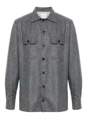 Brunello Cucinelli Mélange-effect Shirt - Grey
