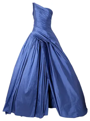 MARMAR HALIM One-shoulder Draped Taffeta Gown - Blue
