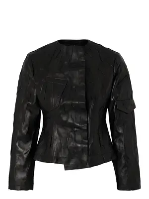 Acne Studios Distressed Leather Jacket - Black