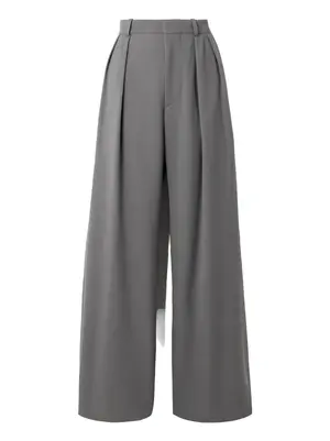 Wardrobe.NYC Pleated Grain De Poudre Wool Wide-leg Pants - Gray