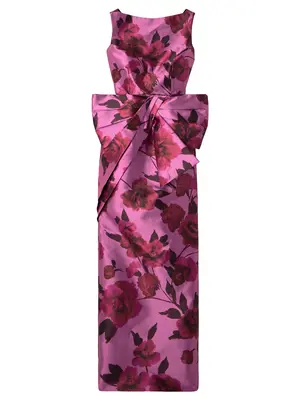 Erdem Bow-embellished Floral-print Gown - Pink