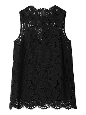 Dolce & Gabbana Silk-blend Corded Lace Top - Black